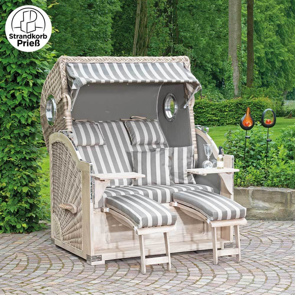Strandkorb SunnySmart Rustikal 500 Plus Comfort, mit Bullaugen, Mahago